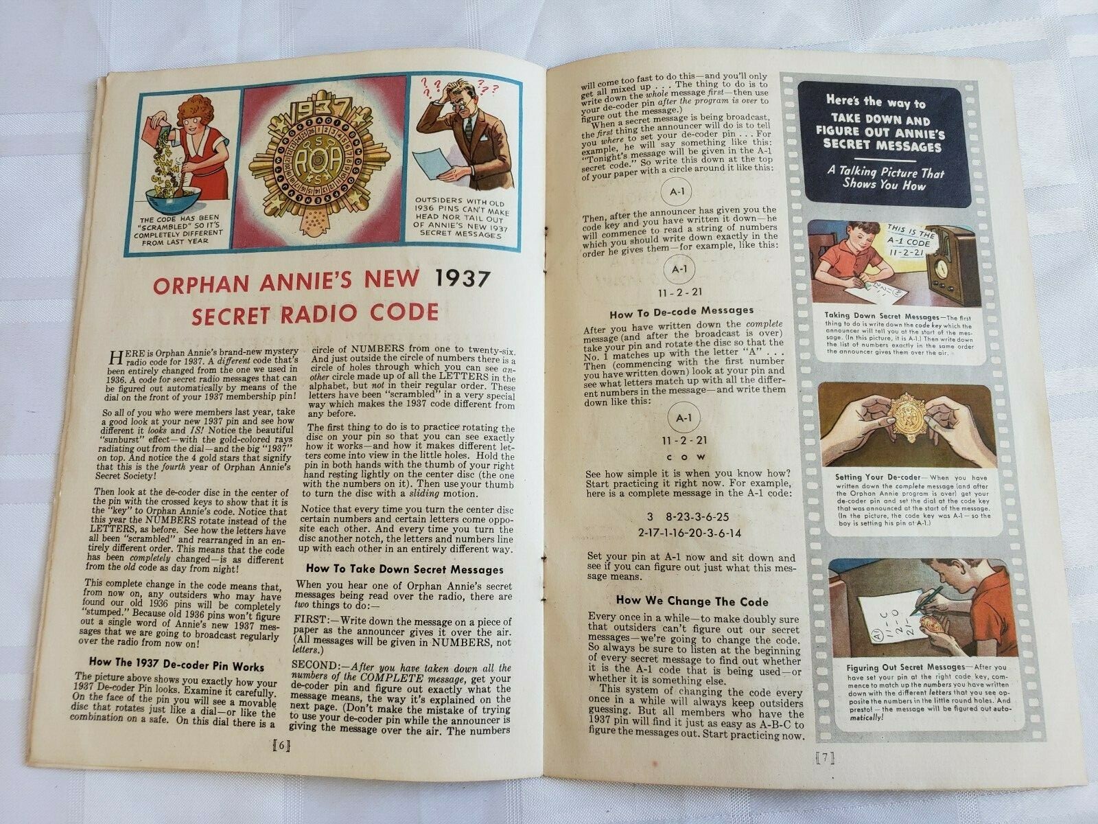 1937 RADIO LITTLE ORPHAN ANNIE'S SECRET SOCIETY BOOKLET AND MAIL IN ...