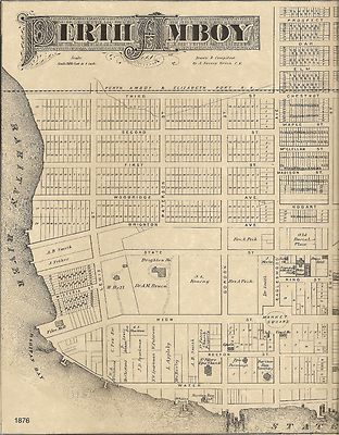 Perth Amboy NJ 1876 Detailed Street Maps with Homeowners Names Shown | eBay