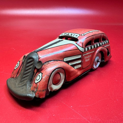 Vintage RED Louis Marx Tin Wind-up TRICKY TAXI Works | eBay