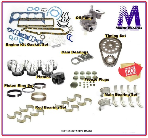 Chevy 327 1962-67 ENGINE REBUILD KIT Rings Main+Rod Brg Oil Pump Timing ...