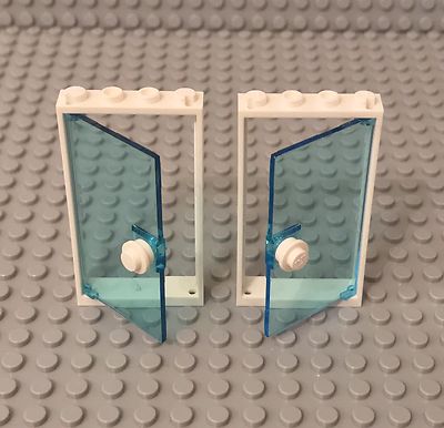 Lego 2 Trans-light Blue Door W/ 1x4x6 White Frame And Round Plate ...