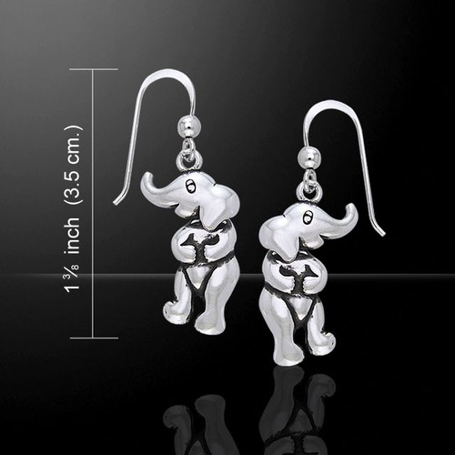 Debout Éléphant 925 Argent Sterling Boucles Animal Totem Faune et Flore ...