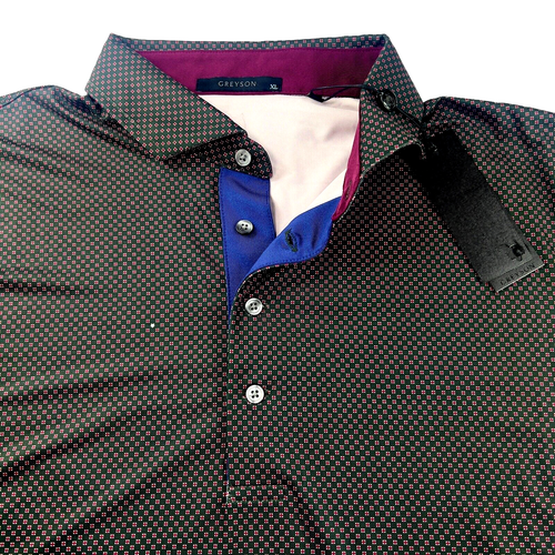 Greyson Golf XL Geometric Dotted Wolf Print Short Sleeve Polo Shirt ...