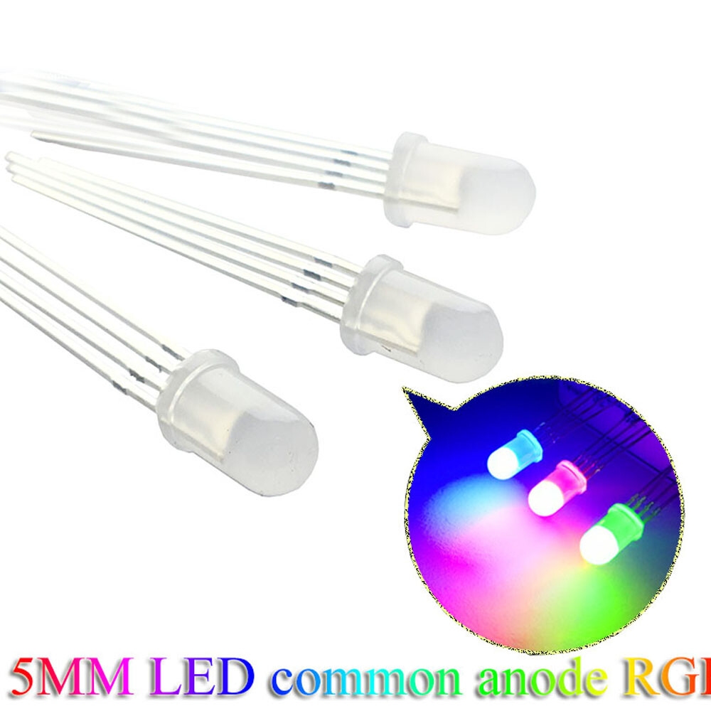 100/200/500/1000PCS 5mm 4pin RGB Tri-Color Common Anode LED light Red ...