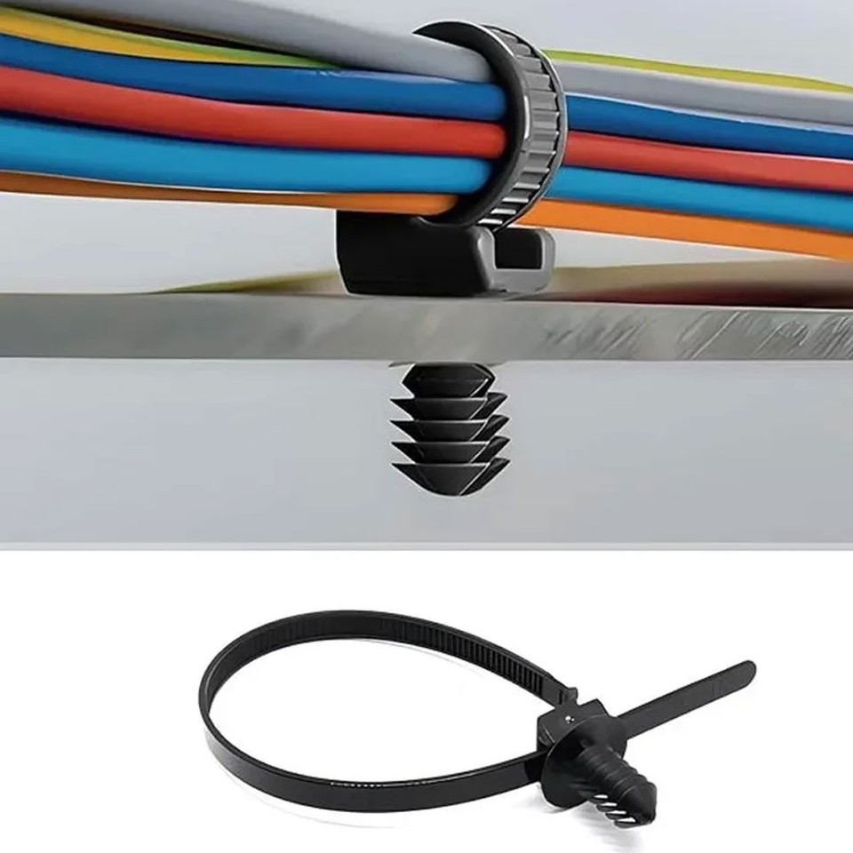 45Pcs Push Mount Car Cable Zip Tie W/ Wire Routing Clips Self Locking ...