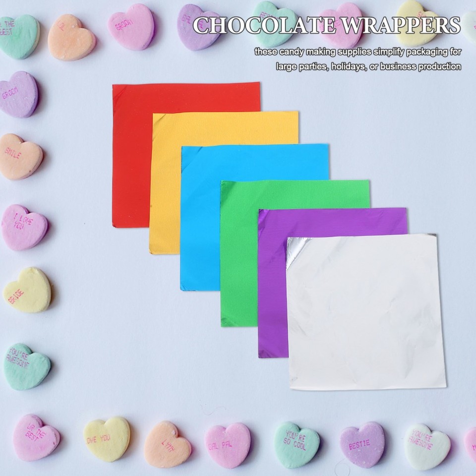 600pcs Chocolate Paper Wrappers: Foil Candy Wrappers 8x8 cm Colored ...