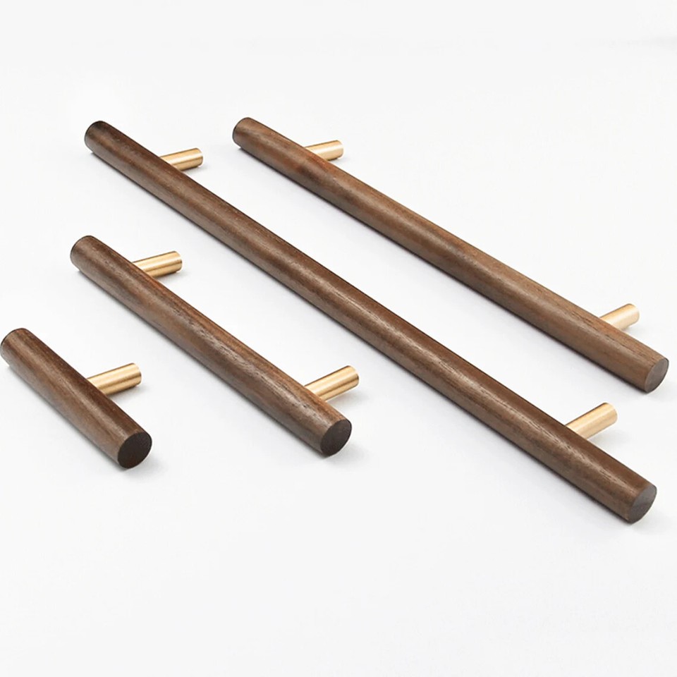 Walnut Wood Cabinet Handles Drawer Pulls Knobs Cupboard Handle Cabinet ...