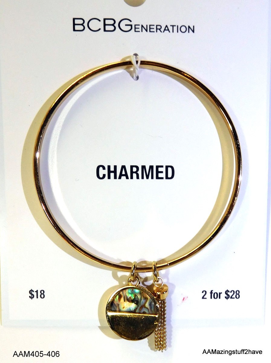 Gold Tone Charmed Bangle 2.5" Bracelet 2 Gold Tone charms BCBGeneration ...