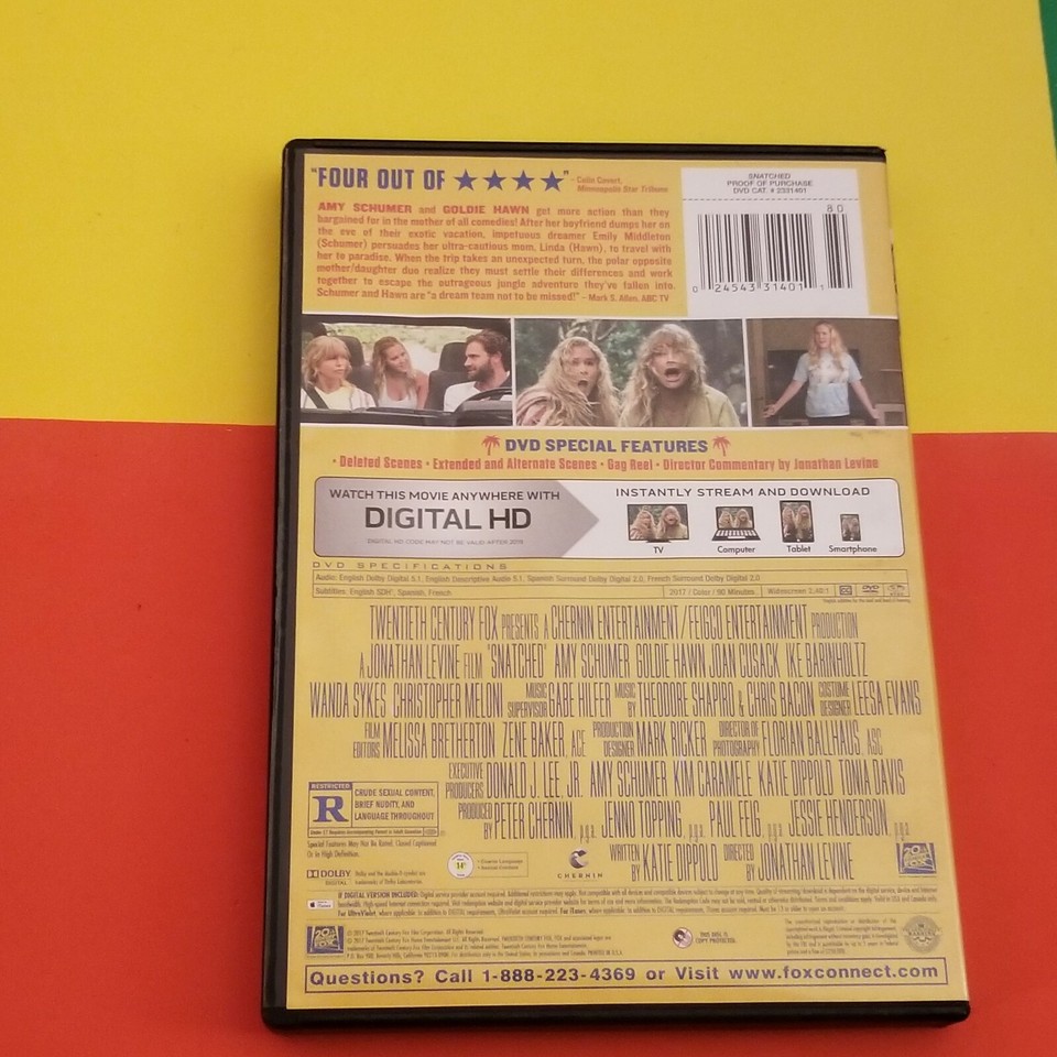 SNATCHED - DVD - AMY SCHUMER, GOLDIE HAWN 43396474154| eBay