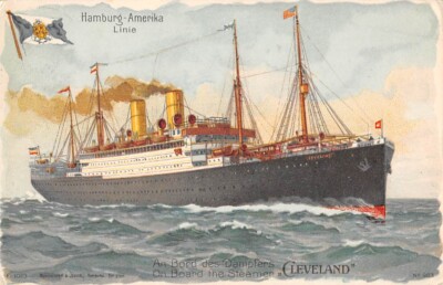 SS CLEVELAND AT SEA ~ HAMBURG AMERICA LINE ARTIST IMAGE u. German Sea ...