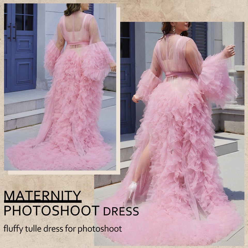 Real Images Maternity Robes Pregnant Sexy Tulle Bathrobe Dress Baby ...