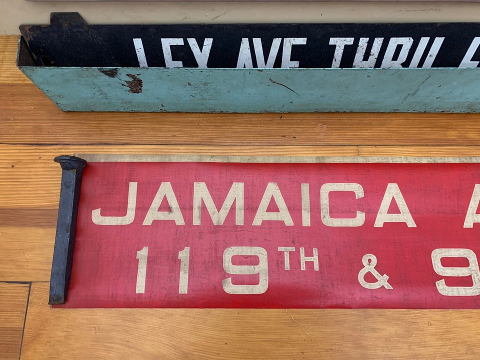 QUEENS TRANSIT NY 1952 NYC BUS ROLL SIGN COLLECTIBLE JAMAICA AVENUE ...