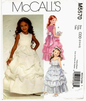 McCall's M5570 Girls Dress Flowergirl Pageant Sewing Pattern Uncut Size ...