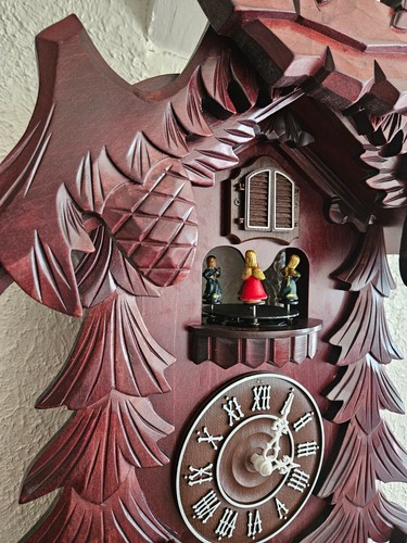 Handmade Cuckoo Clock with Dancing Figures & Music – with small defect ...