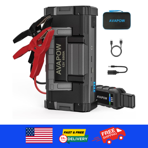 🔥 Brand New! AVAPOW Car Jump Starter 6000A Peak 32000mAh Power Pack 🔥 ...