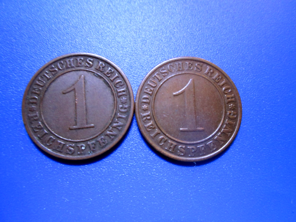 Germany Pfennig (X2) 1933-A & 1936-A Third Reich (Hitler) Lightly ...