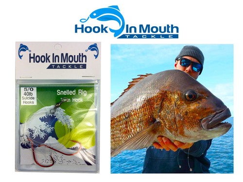 3 X Snapper Rigs Snelled Rig 5/0 Suicide Twin Hooks 40lb Leader ...