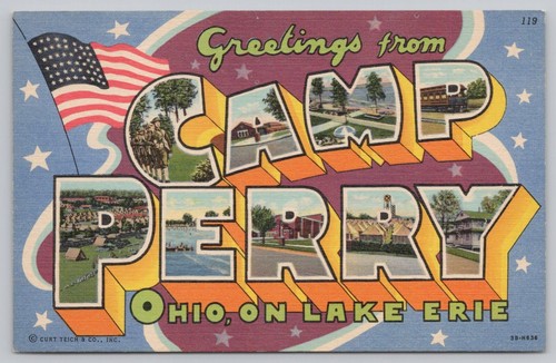 Postcard Greetings from Camp Perry Ohio on Lake Erie - Large Letter ...