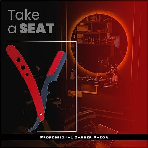 Red Black Barber Razor, Changeable Blade Straight Edge Razor, Straight ...