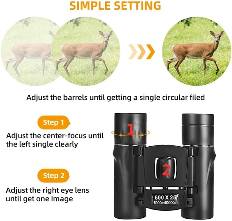 500x25 Portable HD Zoom Powerful Binoculars Day Low Night Optics ...