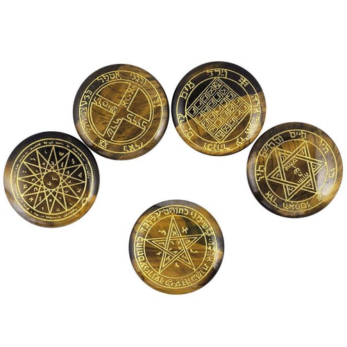 Tiger's Eye Witches Runes Set of 5 Healing Crystal Stone with Engraved ...