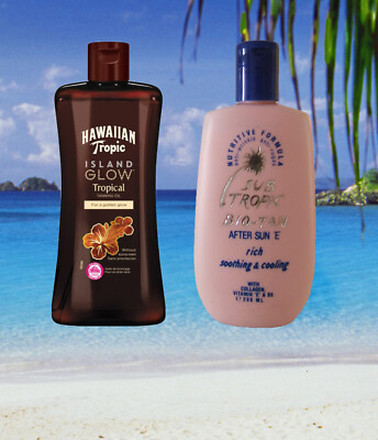 Hawaiian Tropic SPF 0 Sun Oil & After Sun Burn Lotion Tan Oil Bronzing ...