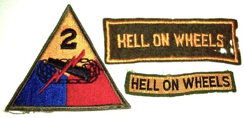 ORIGINAL WW2 2nd ARMORED DIVISION PATCH + TWO DIFFERENT sHELL ON WHEELS ...