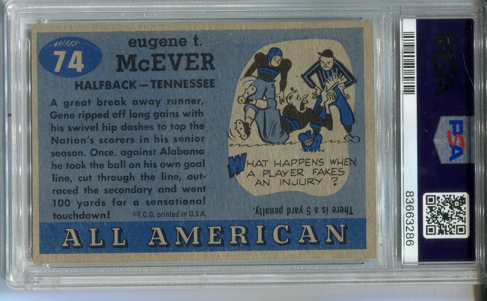 1955 Topps All-American #74 Gene McEver PSA 8 NM-MT Tennessee | eBay