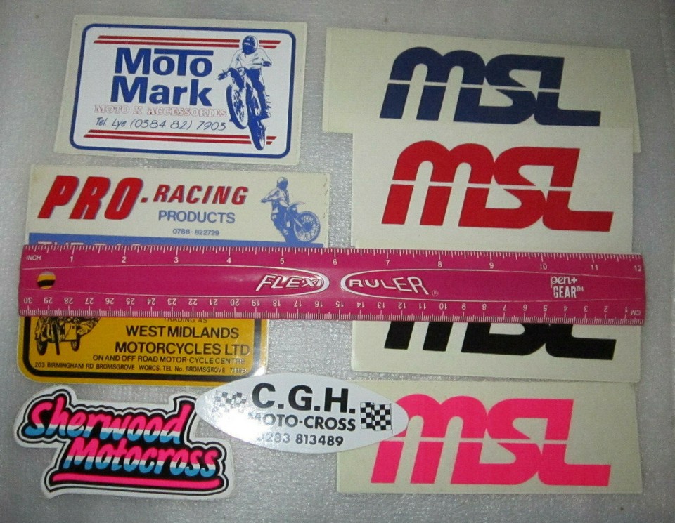 9x VINTAGE MOTOCROSS STICKERS UK BIKE DEALERS GEAR STORES SHOPS MX ...