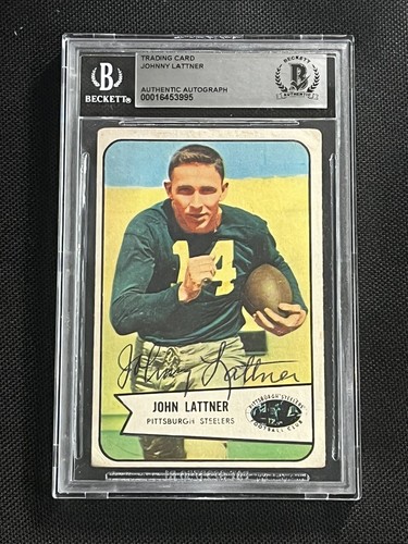JOHNNY LATTNER 1954 BOWMAN ROOKIE SIGNED AUTOGRAPHED CARD BECKETT BAS ...