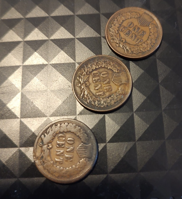 Lot of Three Indian Head One Cent Pennies Coins 1890, 1900, 1901 ...