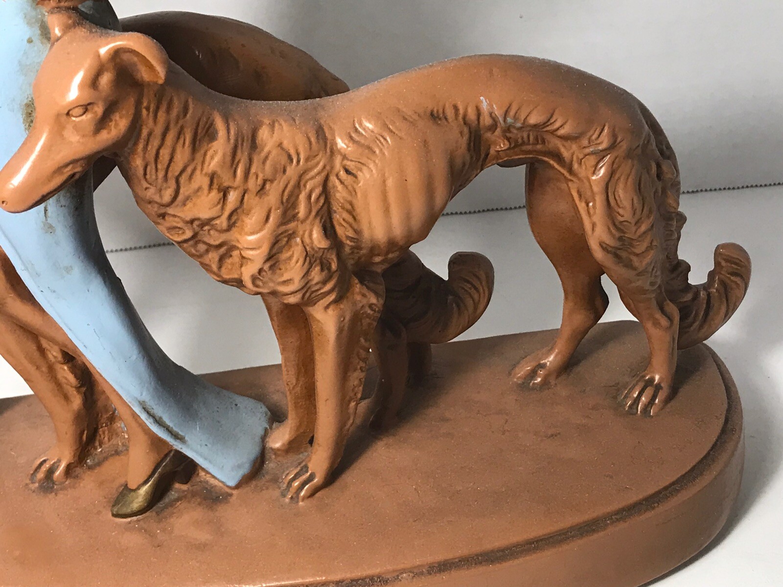 Vtg ABCO Alexander Backer 40's-50's Chalkware “Lady ~ 2 Dogs” 12-3/8” X ...