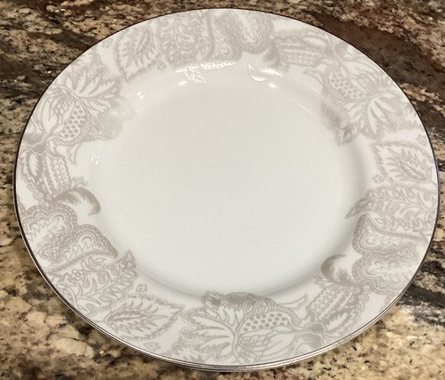 FOUR(4) RALPH LAUREN SATIN PAISLEY PLATINUM SALAD PLATES EX COND 8 1/4 ...