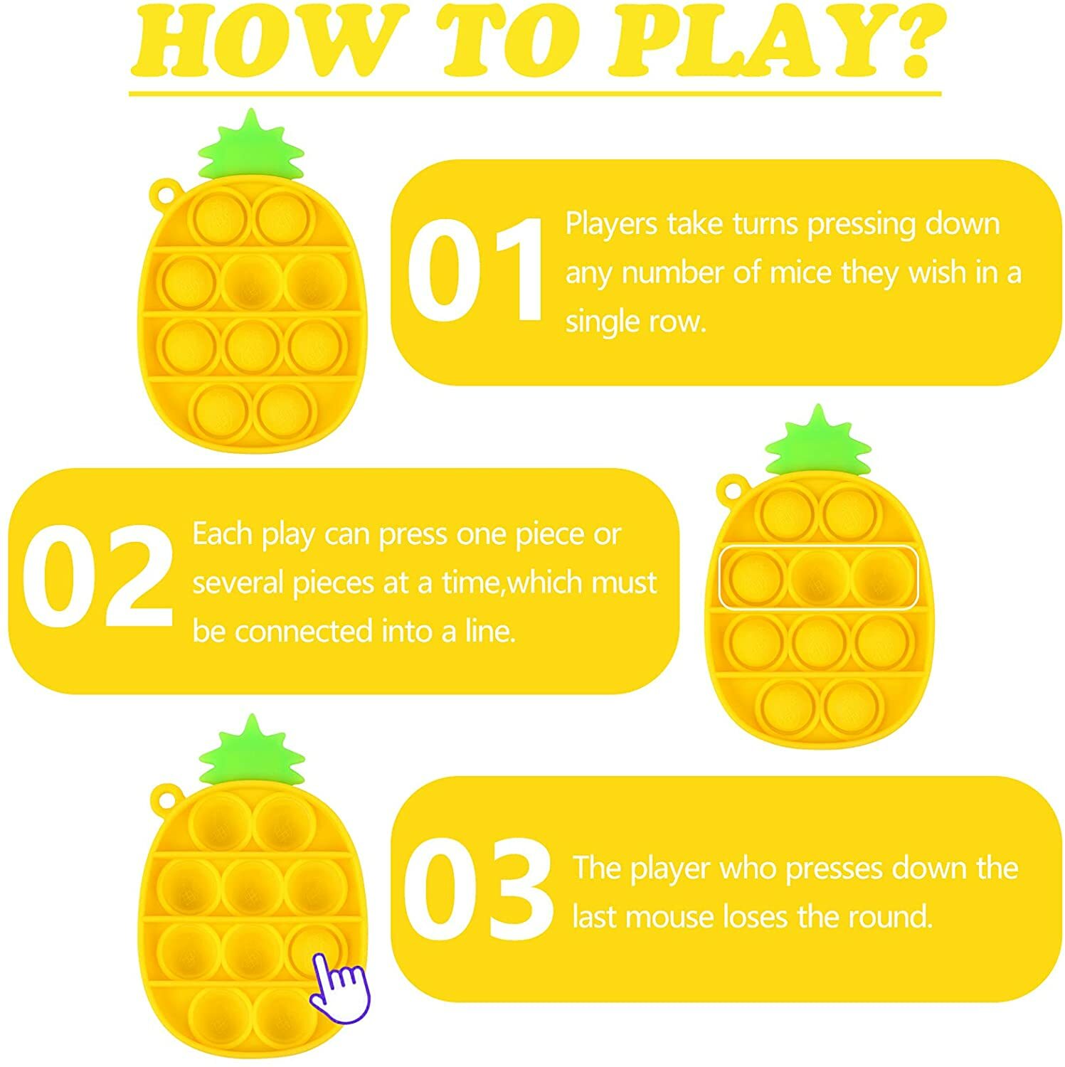 2 Pack Mini Pineapple Push Pop Bubble Sensory Fidget Toy Simple Fidget ...