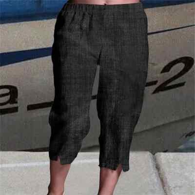 Casual Solid Color Slit Cropped Capris | eBay