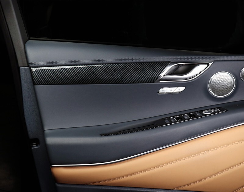 Carbon Fiber ABS Inner Door Panel Armrest Stripes Cover Trim For ...