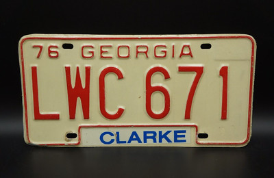 1976 GEORGIA Red White & Blue License Plate - NICE QUALITY | eBay