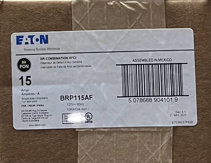Eaton BRP115AF BR AFCI 15 Amp Circuit Breaker 786689041014| eBay