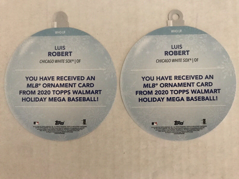lot of 2 2020 Topps Holiday Luis Robert Christmas Tree Ornament rookie ...