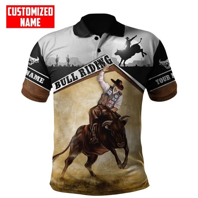 Bull Riding Shirt Rodeo Country Horse Riding Custom Name Polo Shirt ...