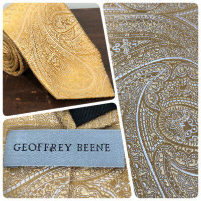 Geoffrey Beene Men's Neck Tie Yellow Paisley 100% Silk #T248 | eBay