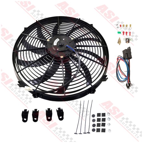 16 INCH THERMO FAN 12V LOW PROFILE HIGH PERFORMANCE MOUNTING KIT RELAY ...