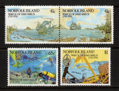 1990 Norfolk Island Wreck of HMS Sirius Stamps Set of 4 SG 479/82 MUH ...