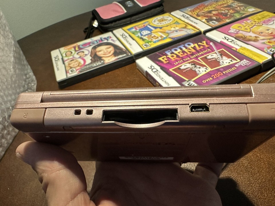 Nintendo DS System Games And Case Lot Metallic Rose Color 15 Games Pink ...