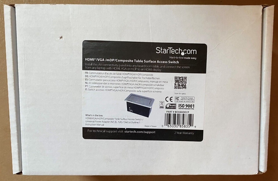 StarTech AV Conference Table Connectivity Box BOX4HDECP2 V1 Dock Hub ...