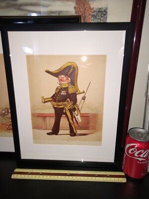 1873 ANTIQUE Original Color Lithograph British Navy Admiral by Col ...