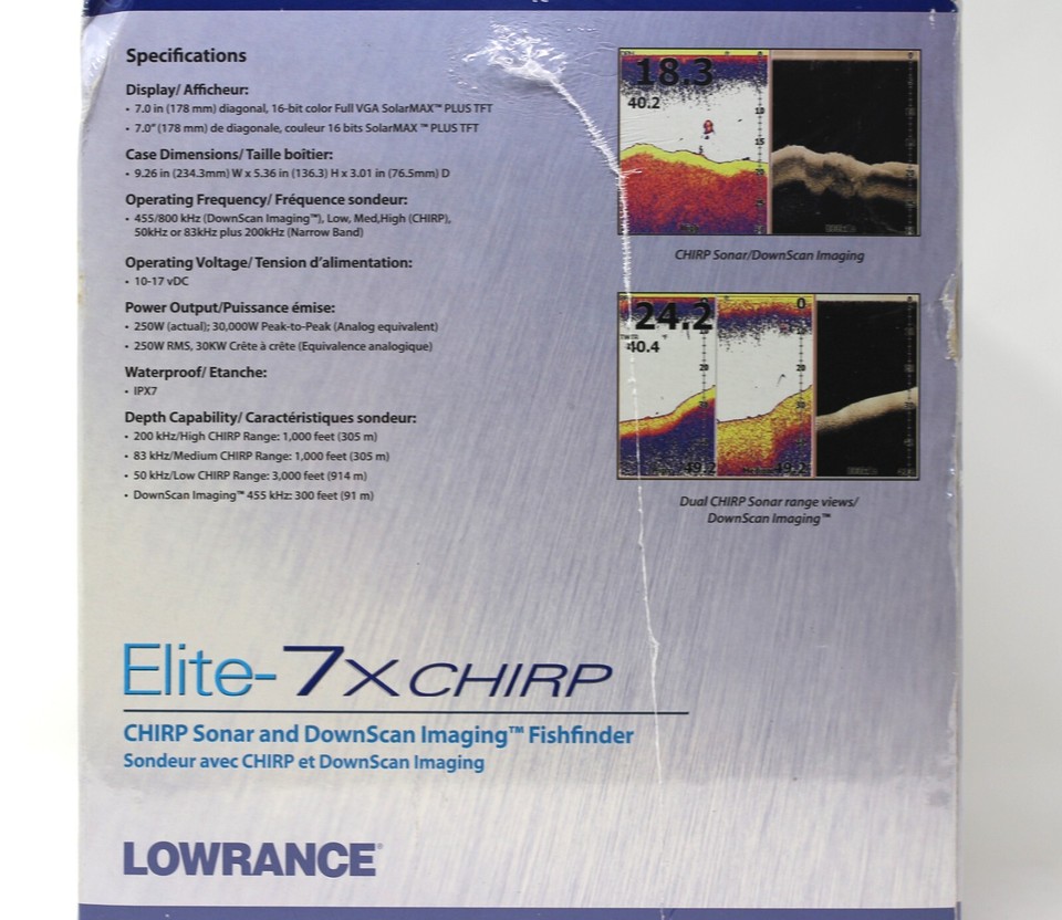 LOWRANCE Chirp Sonar & Downscan Imaging FishFinder Elite 7X | eBay
