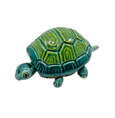 Vintage Ceramic Wiggling Box Turtle Green and Teal New Old Stock LEPS ...