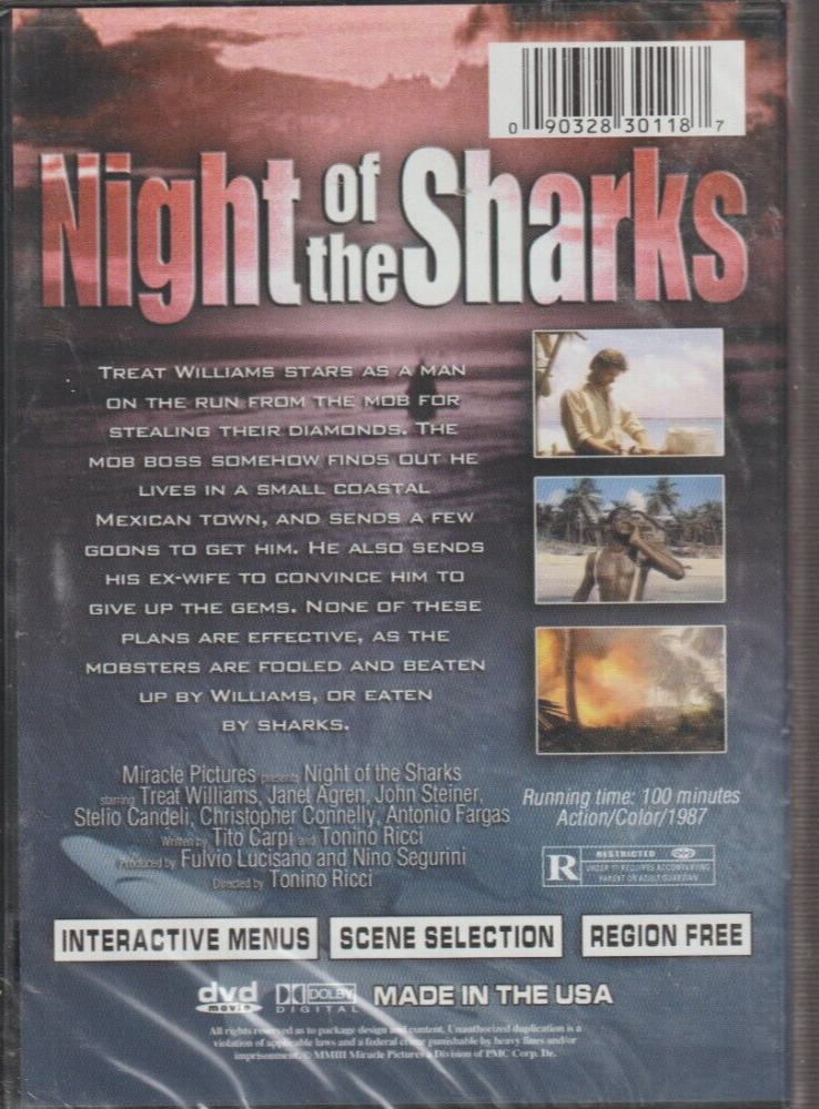 Night Of The Sharks DVD New Treat Williams; Janet Agren Tonino Ricci ...