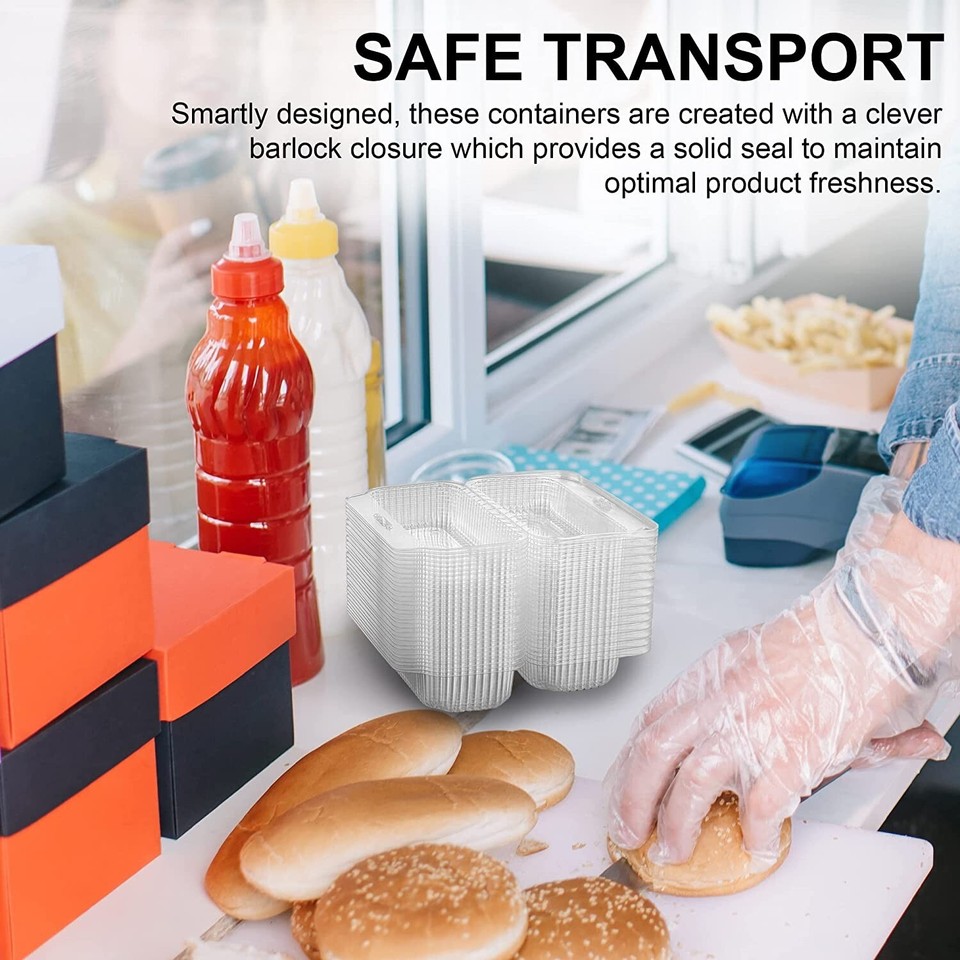 MT Products Plastic Hot Dog Container with Lid 6.5" x 2.75" x 2.6 ...